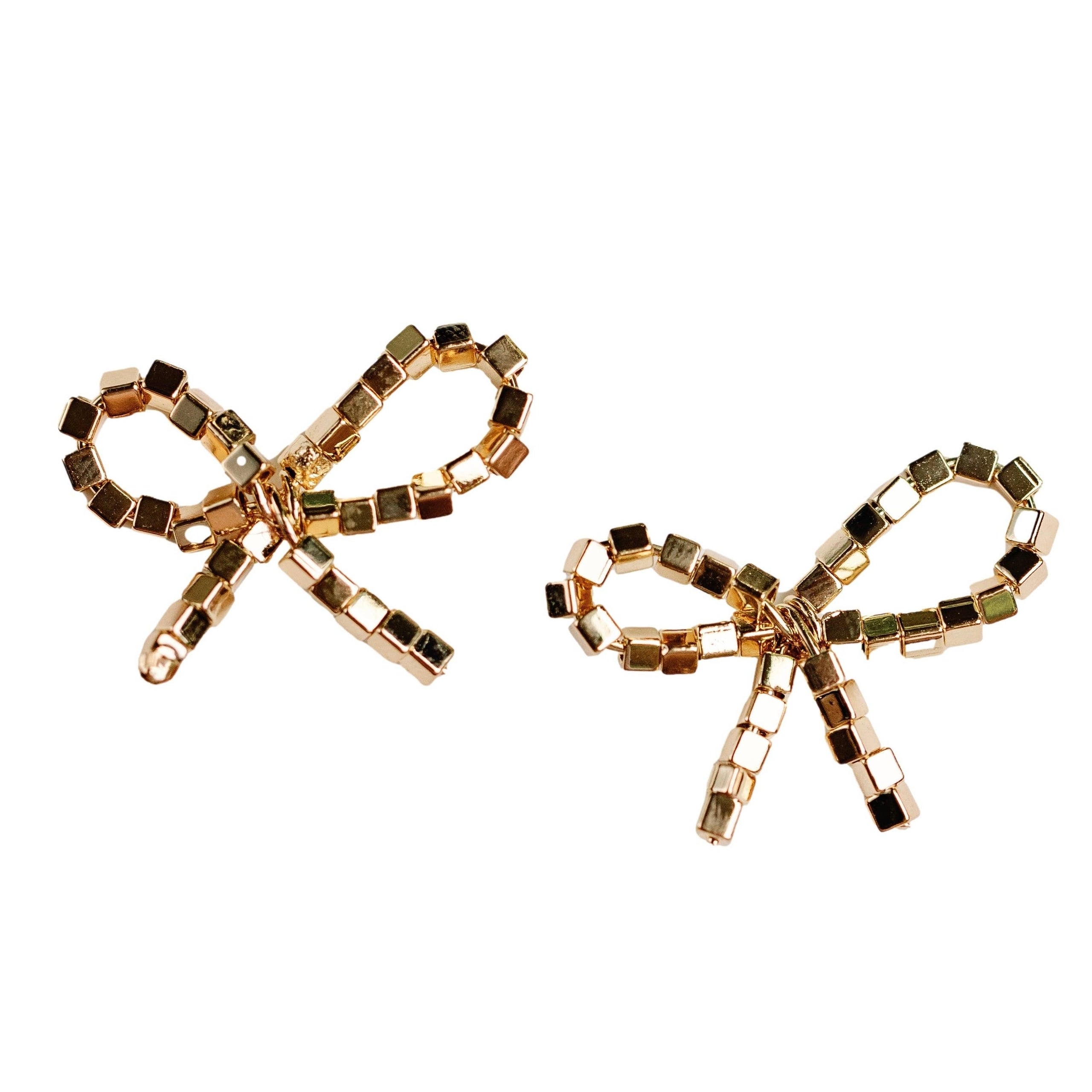 Mini Gold Beaded Statement Bow Earrings | Farm and Thread
