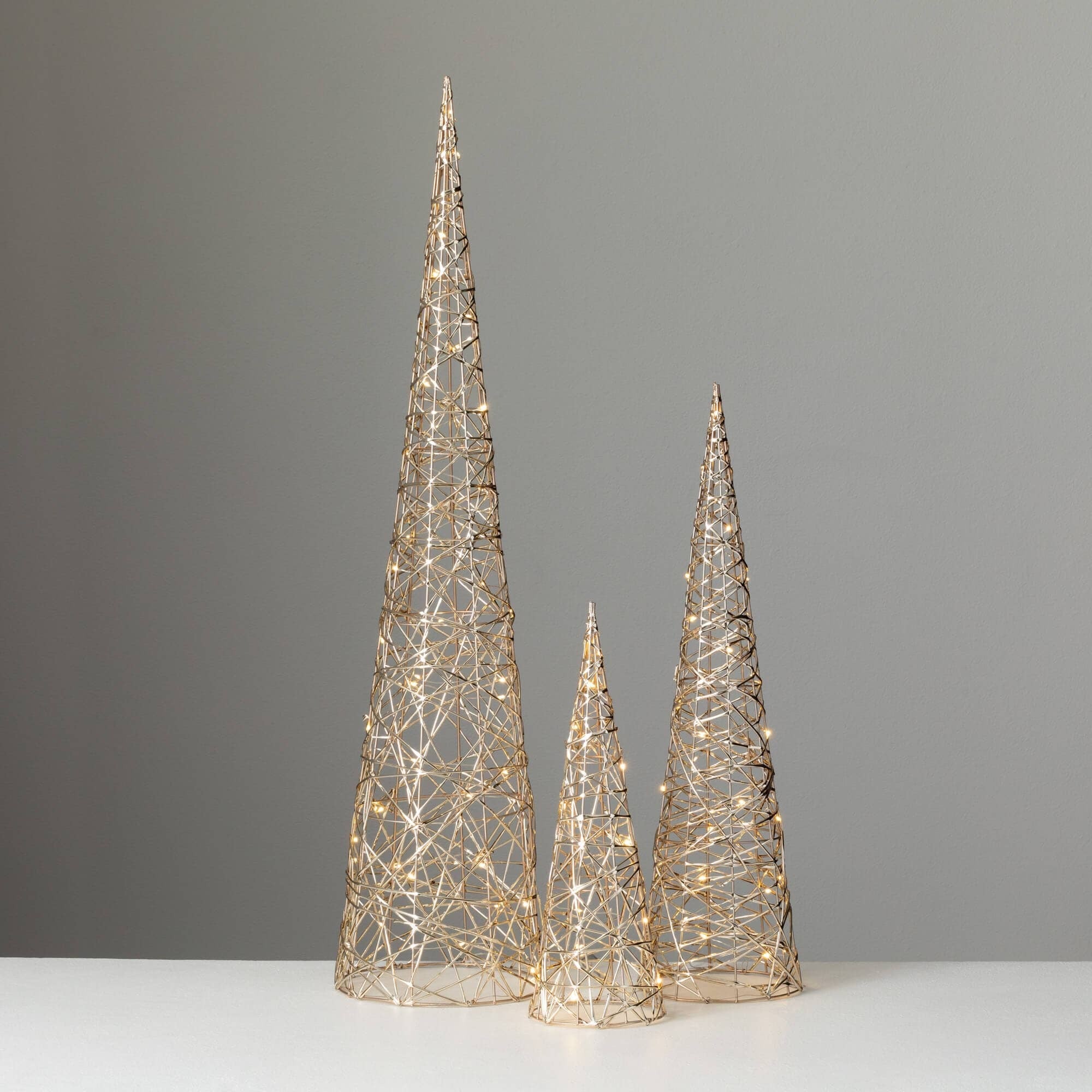 GOLD OUTDOOR LIGHTED CONES | Farm and Thread